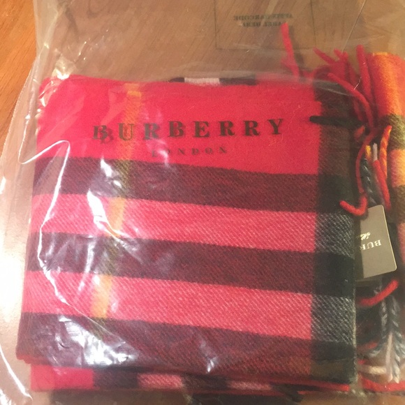 Burberry | Accessories | Burberry Check Cashmere Scarf Red | Poshmark
